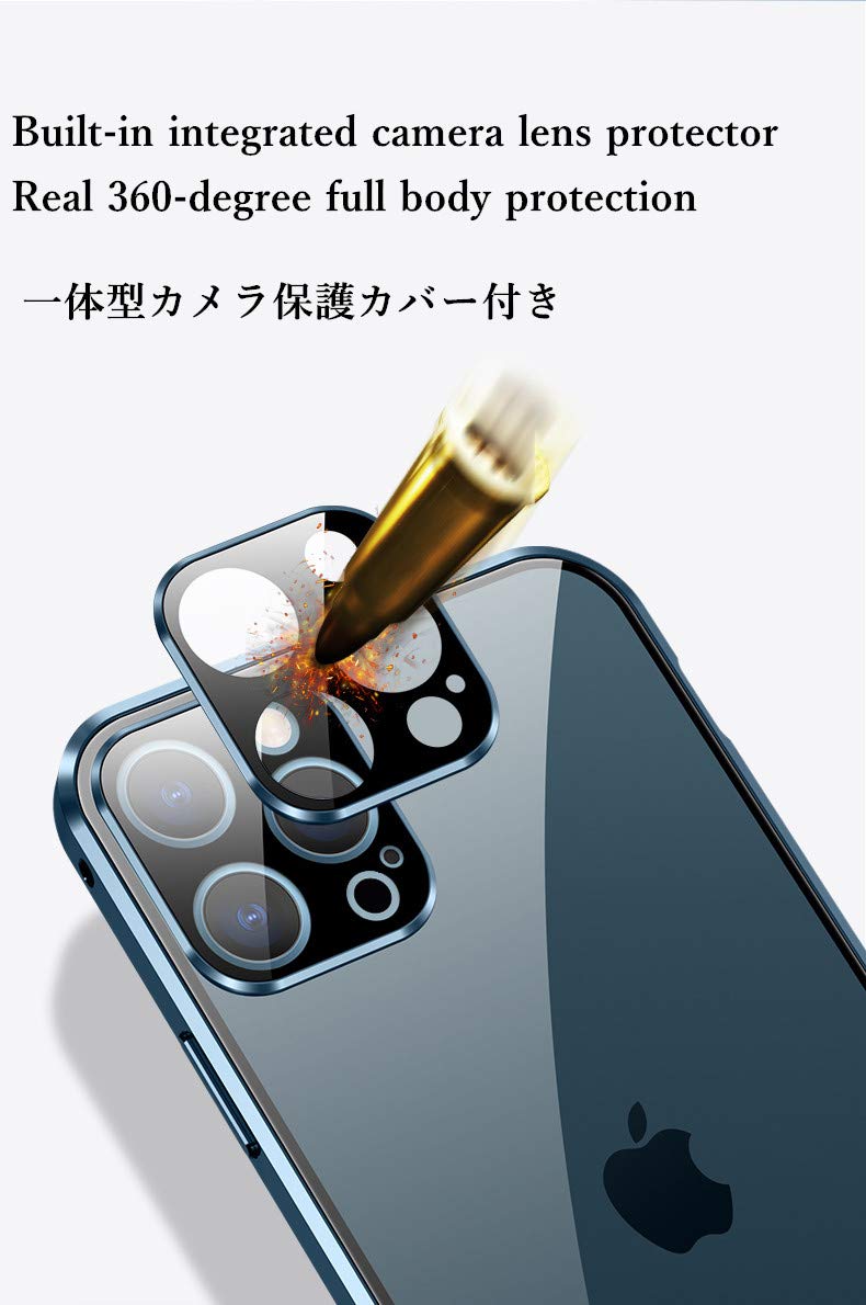 HENGHUI Lockable Anti Peeping Case for iPhone 13 Pro Max Magnetic Glass Case Built-in Camera Lens Protector Privacy Screen Glass Protector Bumper Case Anti peep Cover with Lock (13ProMax, Gold)