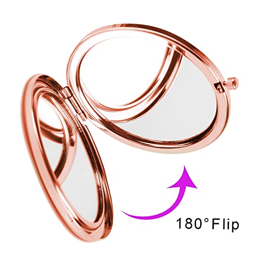 Daughter Gifts from Mom Dad for Rose Gold Compact Mirror,to My Girlfriend Gifts,Engraved Compact Mirror,Round Folding Mirror Handheld 2-Sided Mirror,1x/2x Magnification Compact Mirror.