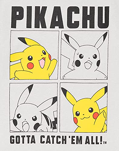 Pokemon T-Shirt Boys Kids Skater Clothes Grey Pikachu Game Top 7-8 Years