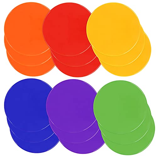ZIECE Poly Spots Spot Markers for Gym Floor 9inch 10inch 12/18/36 Pcs Flat Cones Non-Slip Rubber Floor Dots Circles for Kids Sports Soccer Basketball Agility Training Dance Classroom