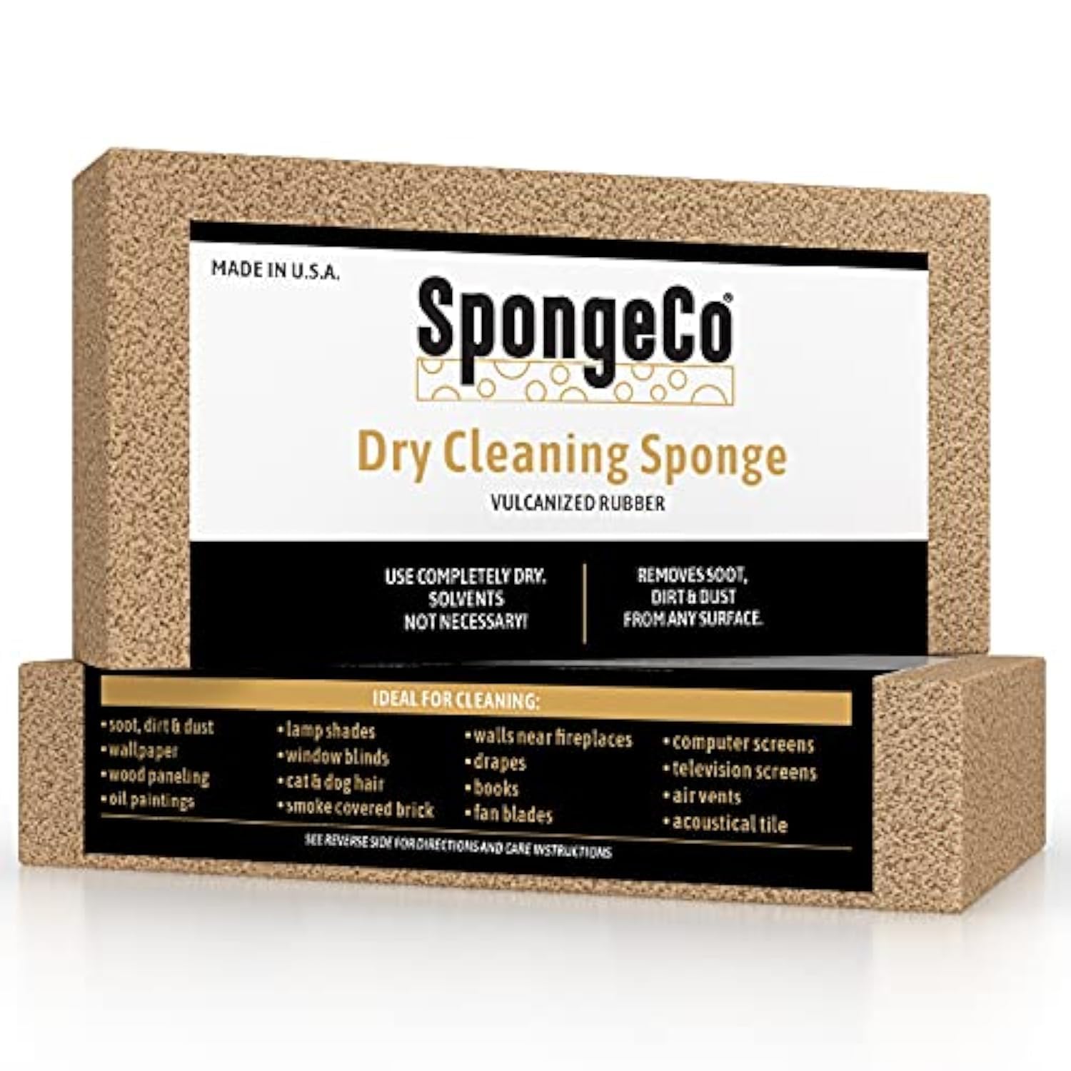 SpongeCo - Dry Cleaning Soot Eraser Sponge 36 Pack- Pet Hair, Smoke, Soot, Dust and Dirt Remover, Dry Cleaning Sponge, soot Sponge, Chemical Sponge (36-3x6x1.5) Natural Latex Rubber Made in The USA