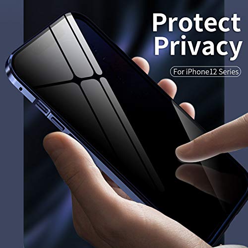 HENGHUI Lockable Anti Peeping Case for iPhone 13 Pro Max Magnetic Glass Case Built-in Camera Lens Protector Privacy Screen Glass Protector Bumper Case Anti peep Cover with Lock (13ProMax, Gold)