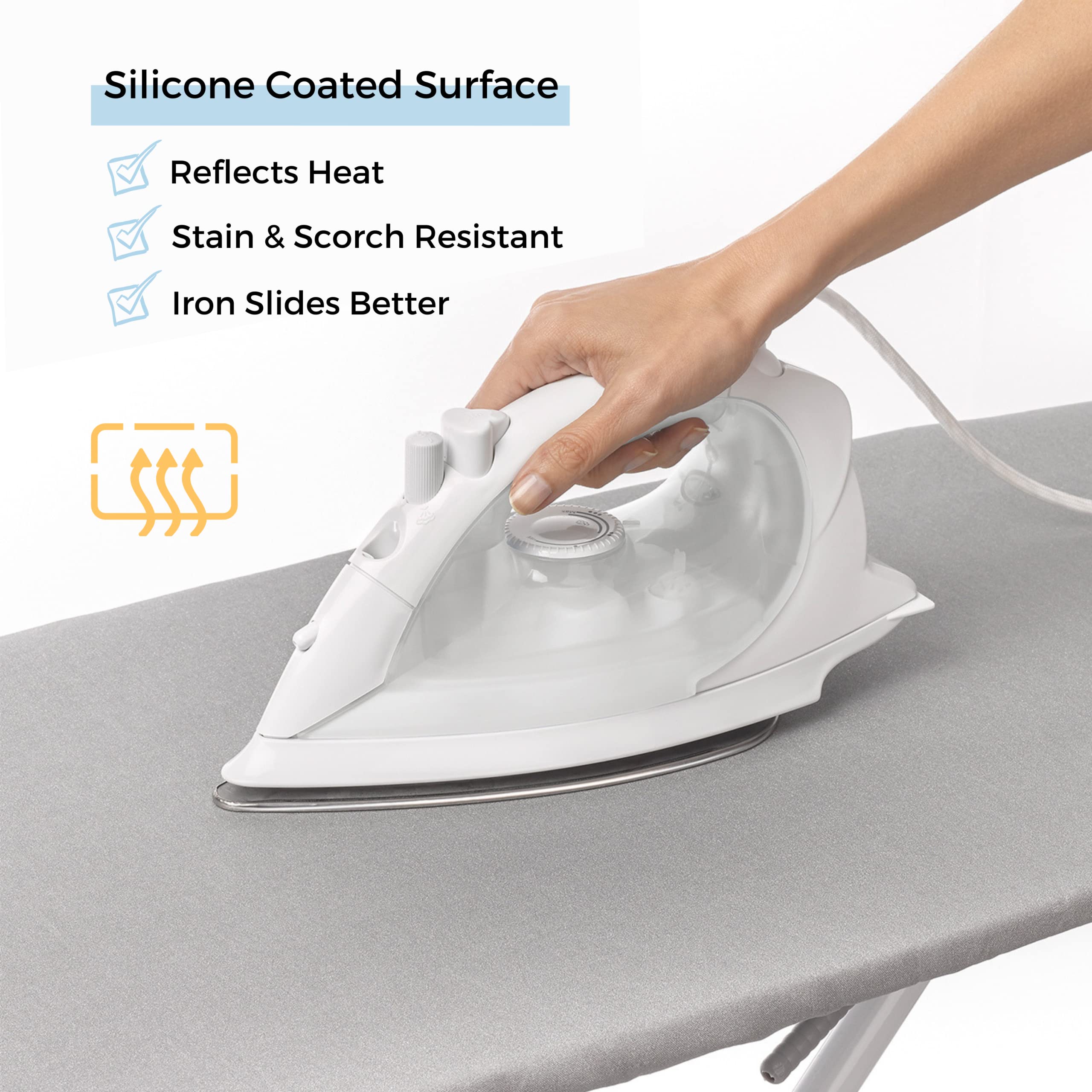 SAVUK Ironing Board Cover and Pad Standard Size Silicone Coated 4 Layers 18"x53" inch Extra Heavy Duty Thick Padding, Heat Reflective, Non Stick Scorch and Stain Resistant (Silver, 18" X 53")
