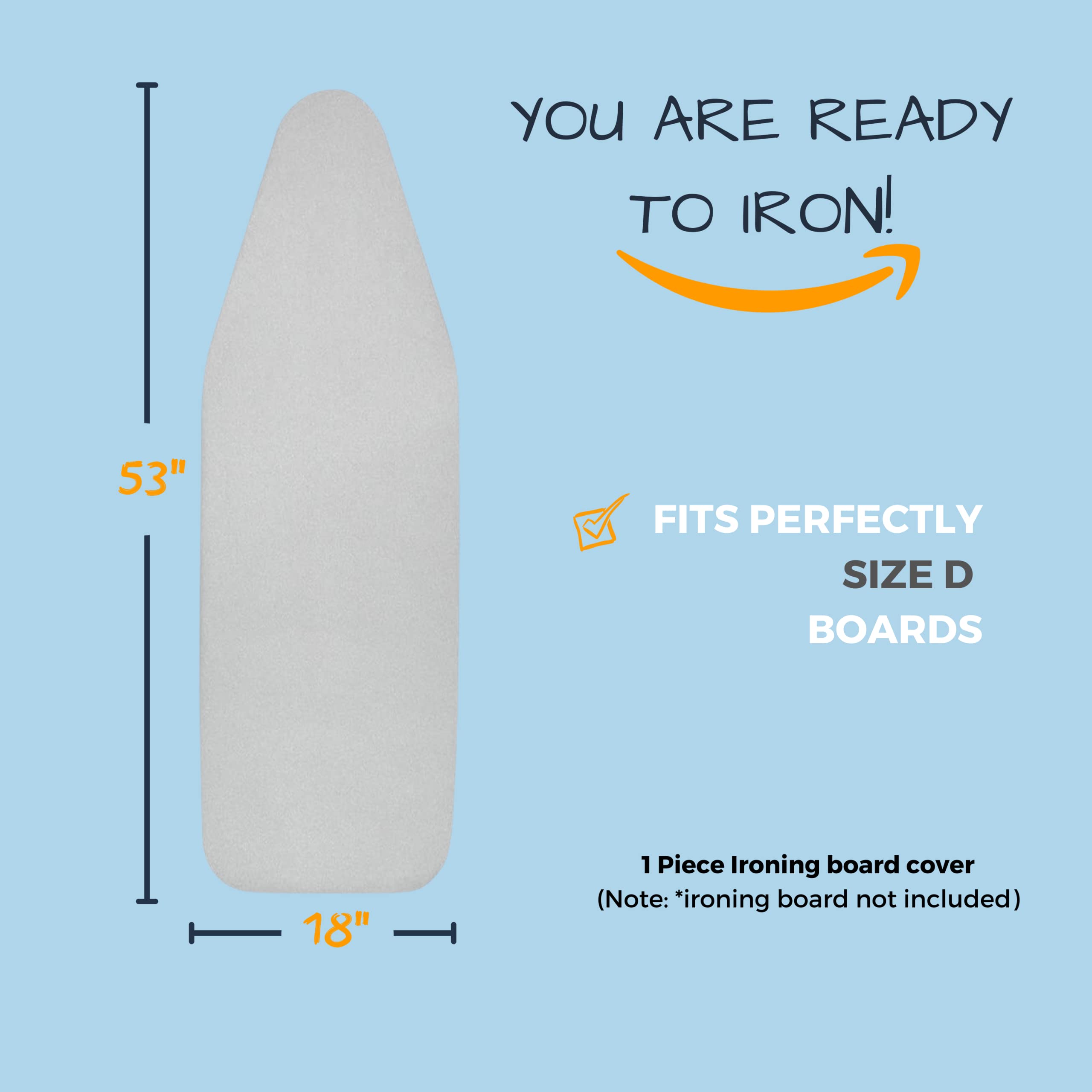SAVUK Ironing Board Cover and Pad Standard Size Silicone Coated 4 Layers 18"x53" inch Extra Heavy Duty Thick Padding, Heat Reflective, Non Stick Scorch and Stain Resistant (Silver, 18" X 53")