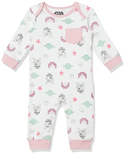 Amazon Essentials Disney | Marvel | Star Wars | Princess Baby Girls' Cotton Coveralls, Pack of 3, Star Wars Tiny Rebel, 18 Months