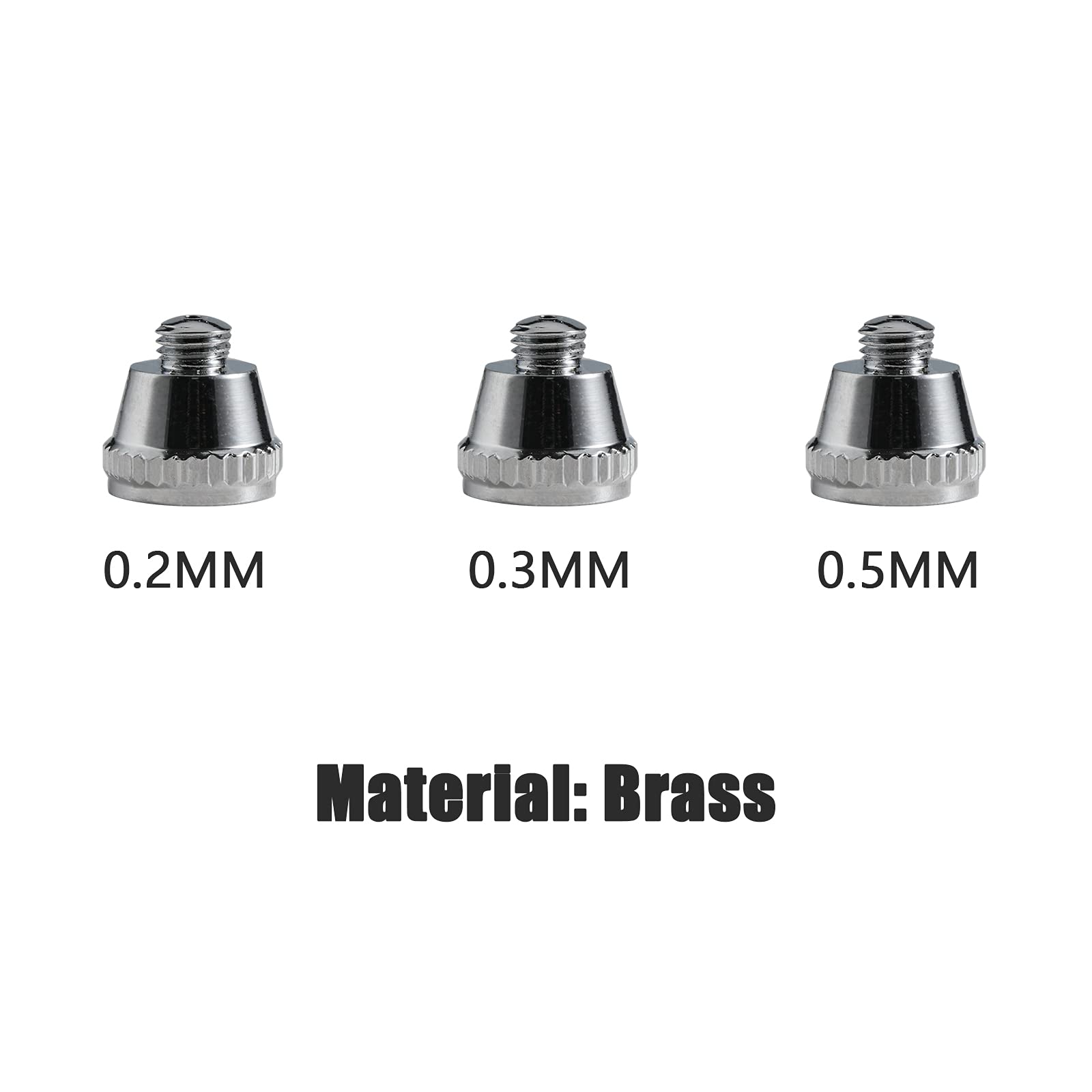 SAGUD Airbrush Nozzle Needle Cap 0.2mm 0.3mm 0.5mm Replacement Accessories Parts with Wrench for Air Brush Spray Gun Kit