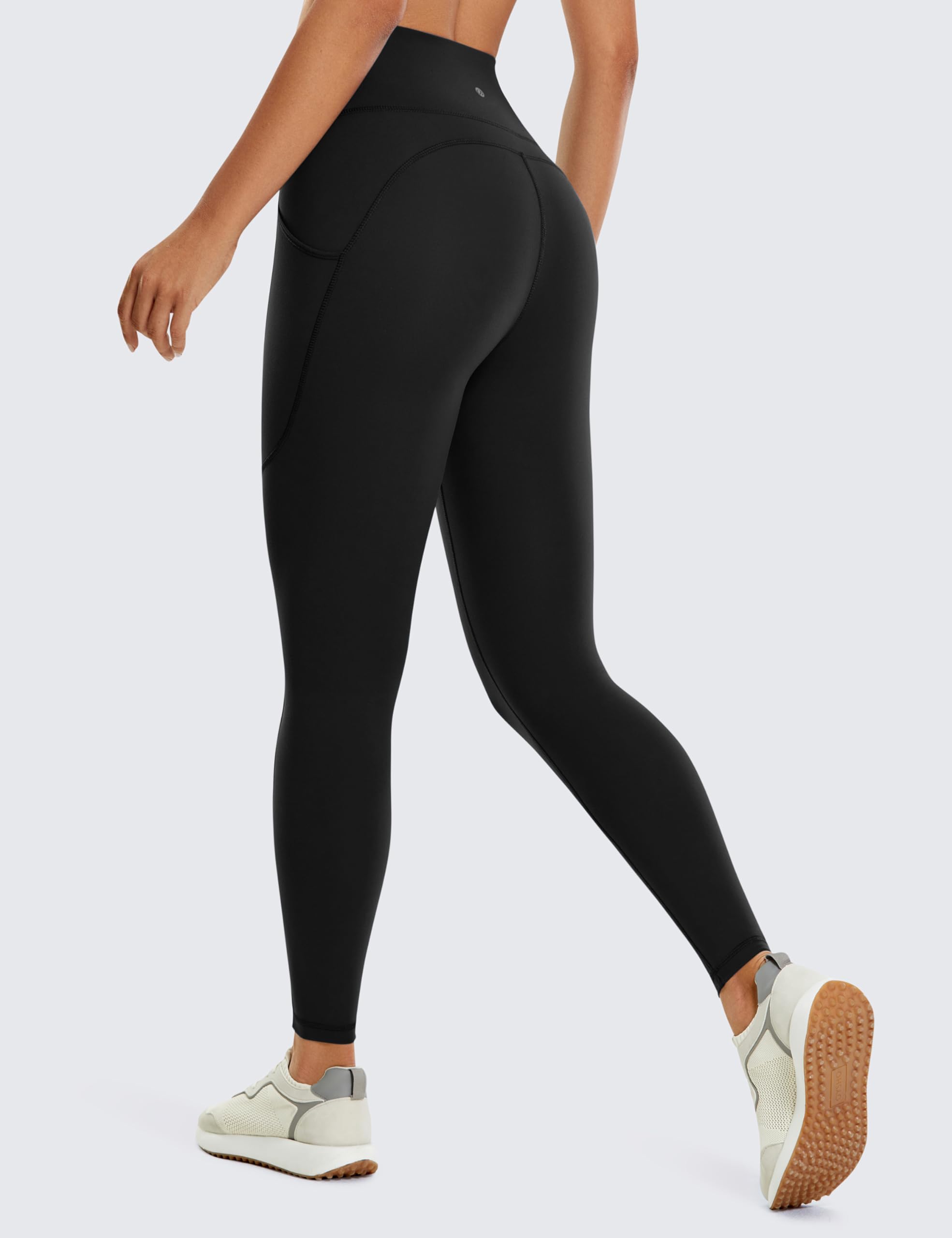 CRZ YOGA Womens Brushed Naked Feeling Workout Leggings 25" - High Waisted Gym Athletic Tummy Control Yoga Pants with Pockets Black X-Large