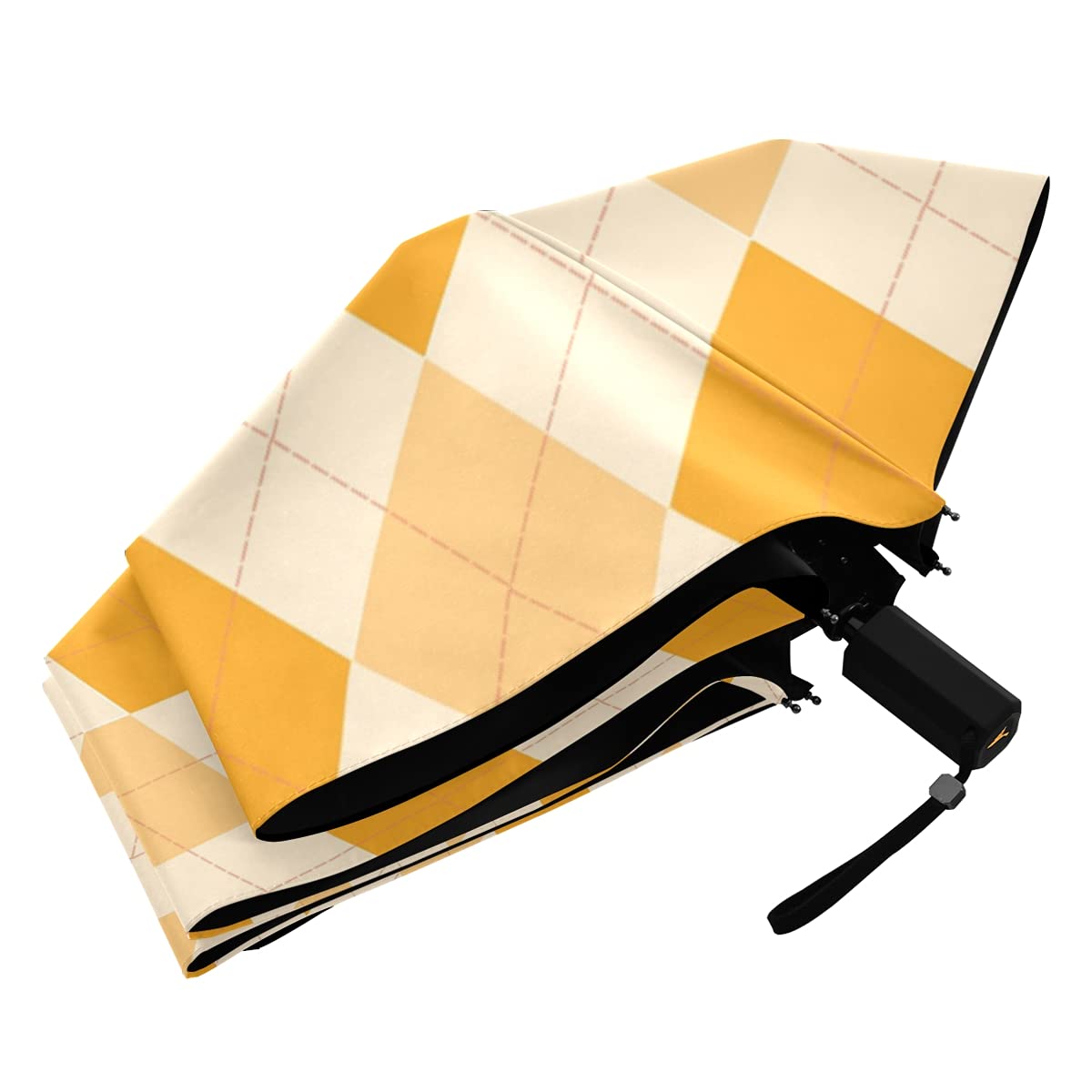 Argyle Pattern Repel Umbrella Windproof Travel Umbrella - Compact, Light, Automatic, Strong and Portable - Wind Resistant, Small Folding Backpack Umbrella for Rain - Men and Women
