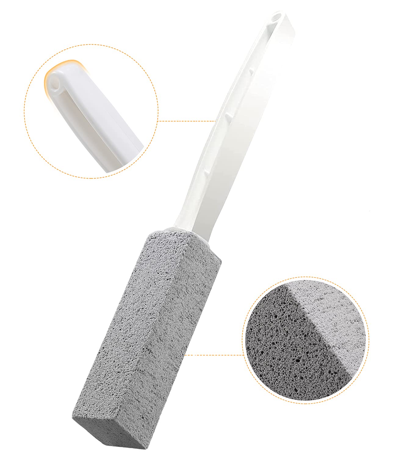2 Pack Toilet Cleaner Hard Water Build up Remover with Ergonomic Handle, Toilet Bowl Stain Ring Remover, Pumice Cleaning Stone with Handle for Kitchen/Bathroom/Pool/Household Cleaning