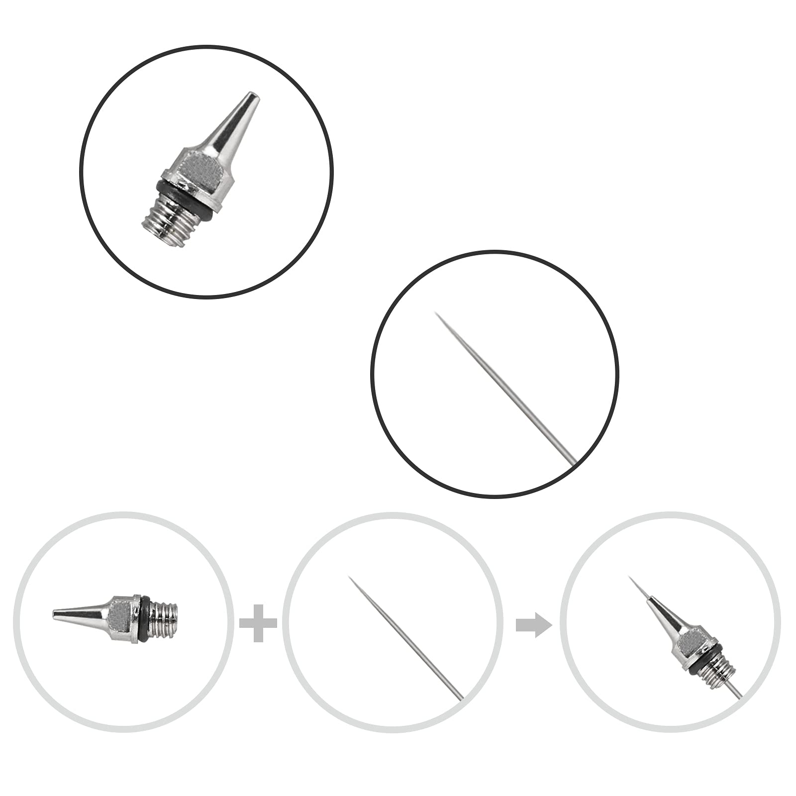 SAGUD Airbrush Nozzle Needle Cap 0.2mm 0.3mm 0.5mm Replacement Accessories Parts with Wrench for Air Brush Spray Gun Kit