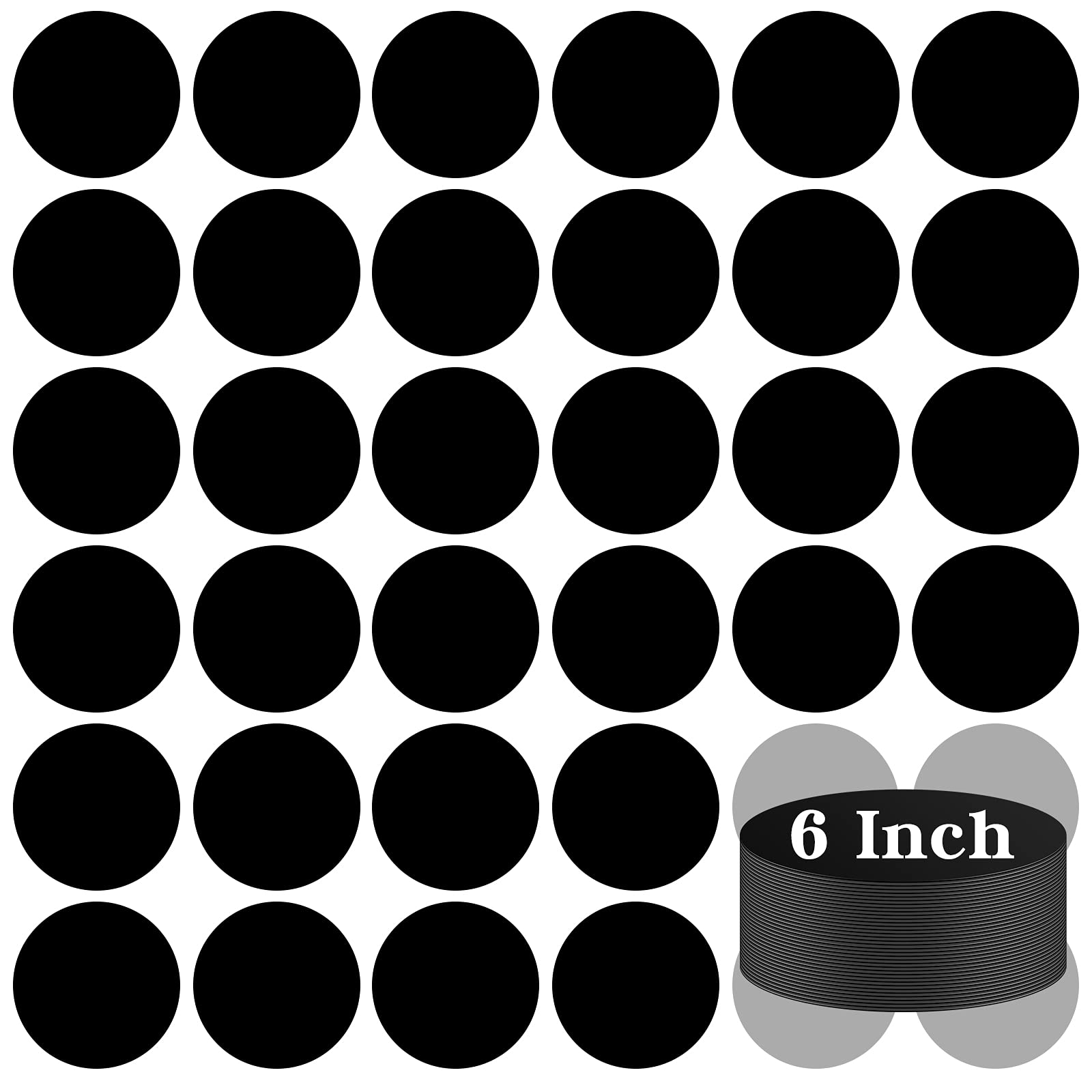 Black Classroom Floor Dots 6Inch 36pcs Vinly Floor Stickers for Classroom Removable Colored Dot Stickers for Kids, IKAYAS Waterproof Adhesive Dots Floor Decals Floor Markers for Classroom Preschool