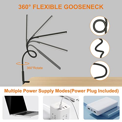 yotutun LED Desk Lamp, Swing Arm Table Lamp with Clamp, Flexible Gooseneck Task Lamp, Eye-Caring Architect Desk Light, 3 Modes 10 Brightness Levels, Memory Function Desk Lamps for Home Office, 12W