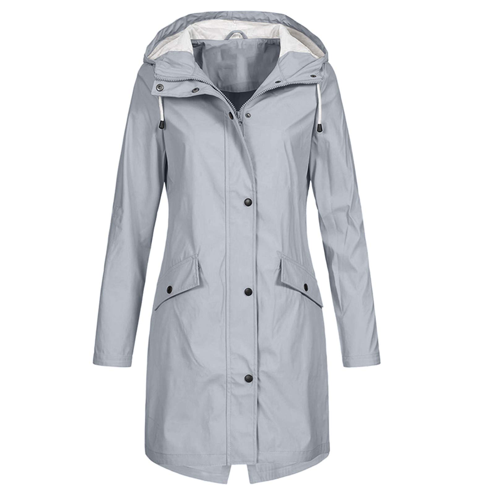 Aniywn Rain Jacket Women Lightweight Raincoat Waterproof Windbreaker Zipper Button Climbing Outdoor Hooded Trench Coats