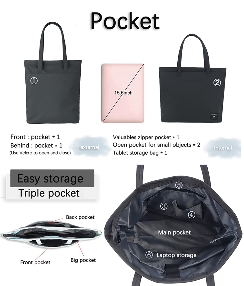 H HIKKER-LINK Womens Large Tote Bag Shoulder Bag with Multi-pocket for Work Gym Pool and Daily Bags Pink