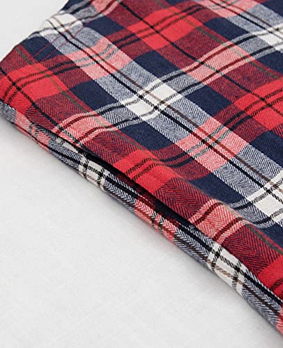 Lisskolo Womens Flannel Shirts Hoodie Fleece Jacket Long Sleeve Button Down Plaid Shirt Flannel with Pocket Red L