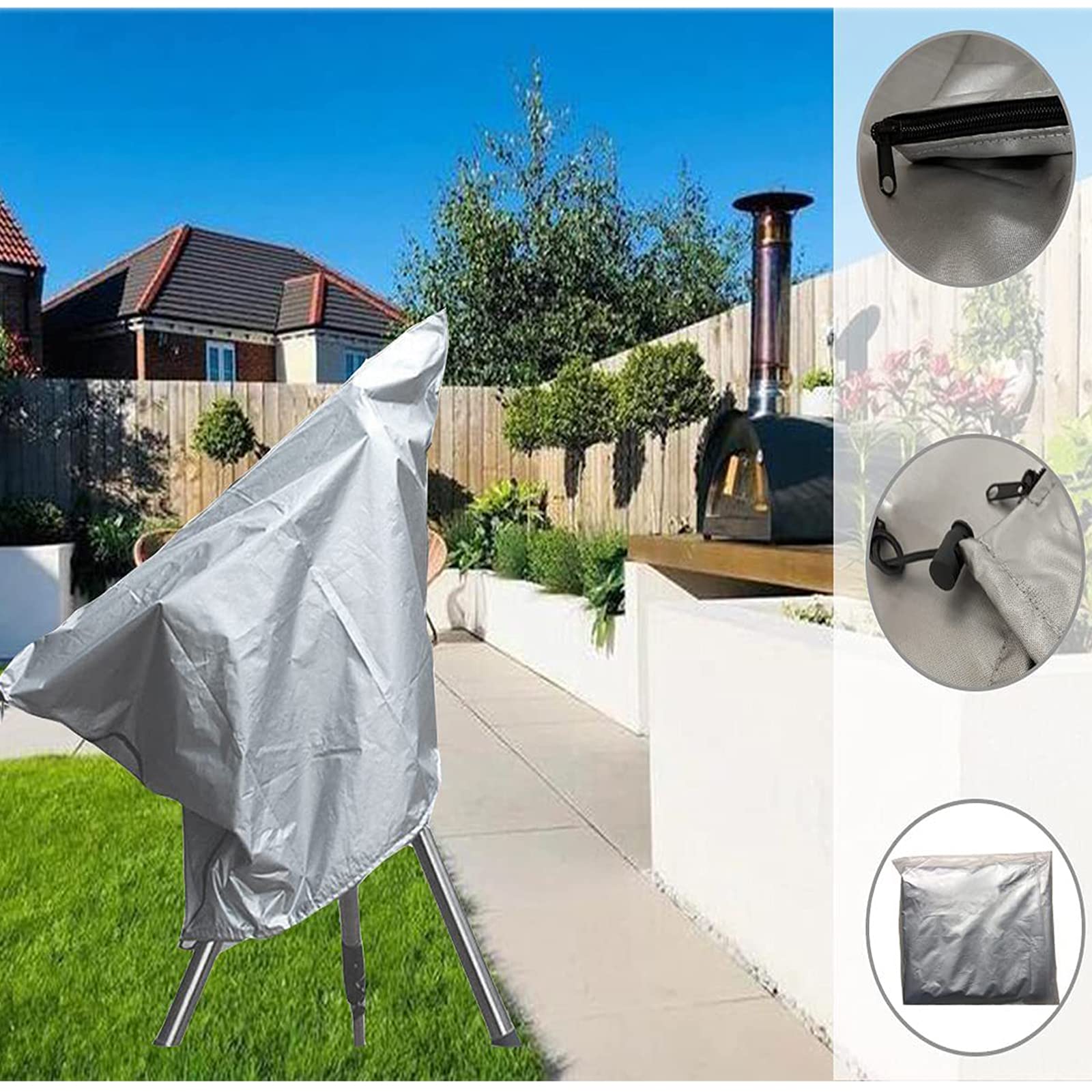 Zhgzhzwlf Telescope Cover, Silver, 59*34in, Waterproof, Oxford Cloth, Drawstring & Zipper Closure, Sunproof, Dustproof, Windproof, Adjustable, Astronomical Telescope Cover