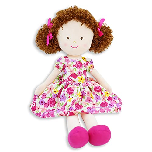June Garden 16" Rose Scented Soft Doll Rosa - Stuffed Cuddly Plush Doll Gifts for Girls - Pink Floral Dress