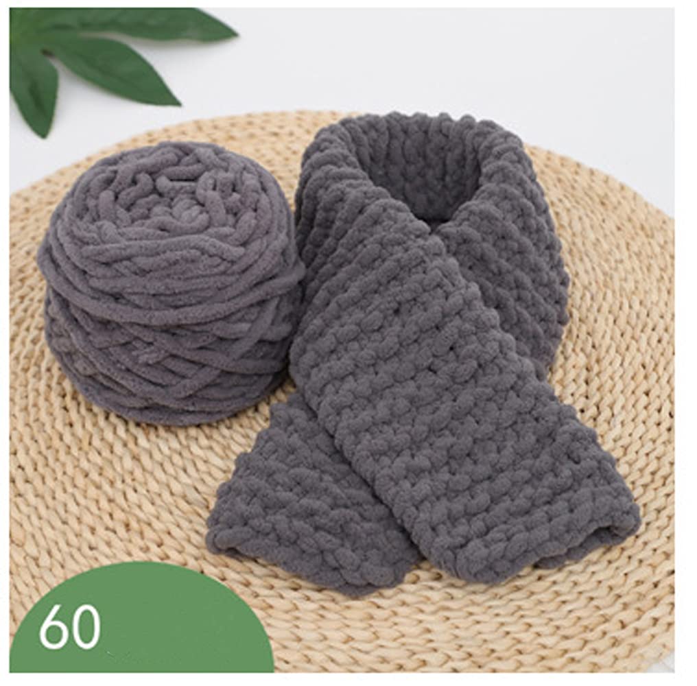3 Balls Sparkling Chenille Yarn, Super Soft Thick Velvet Blanket Yarn for Crochet Knitting Home Décor DIY Craft Bulky Weight Polyester Ice Strip Yarn for Baby Blanket 300g (Dark Grey)