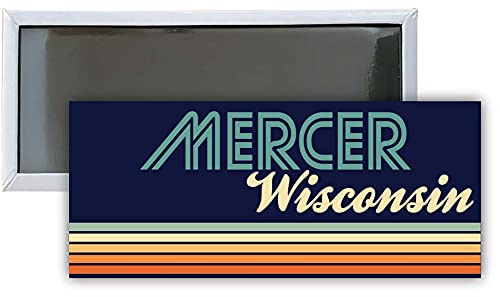 Mercer Wisconsin Souvenir 4.75x2-Inch Rectangle Fridge Magnet Retro Design