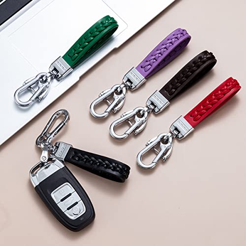 Universal Men & Women PU Leather Keychain Accessories Metal Car Key Chain Ring, purple
