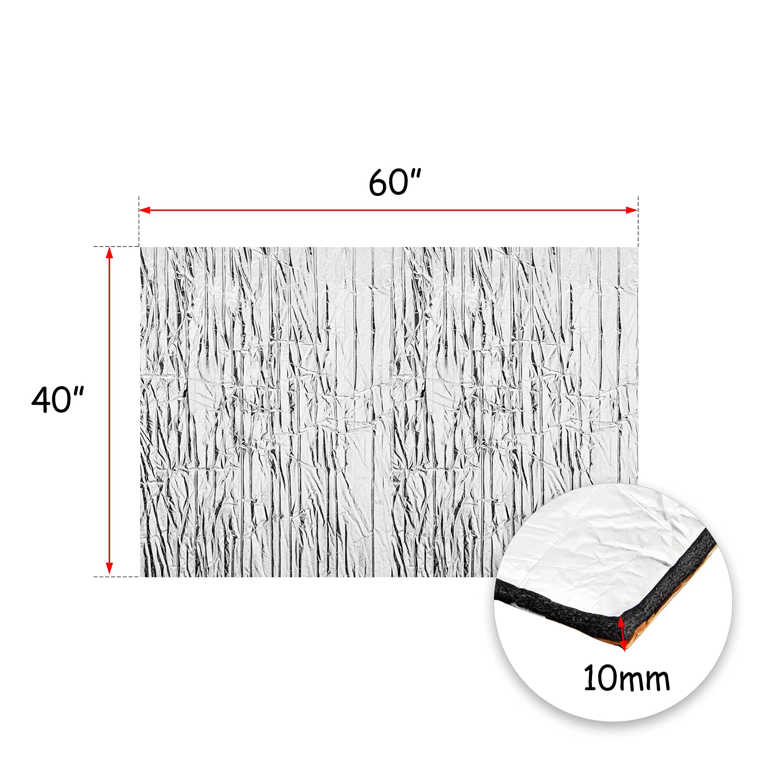 Mofun 394mil 16.14 sqft Car Sound Heat Firewall Heat Dampening Insulation Mat Deadener, Waterproof Sticker 60" x 40"