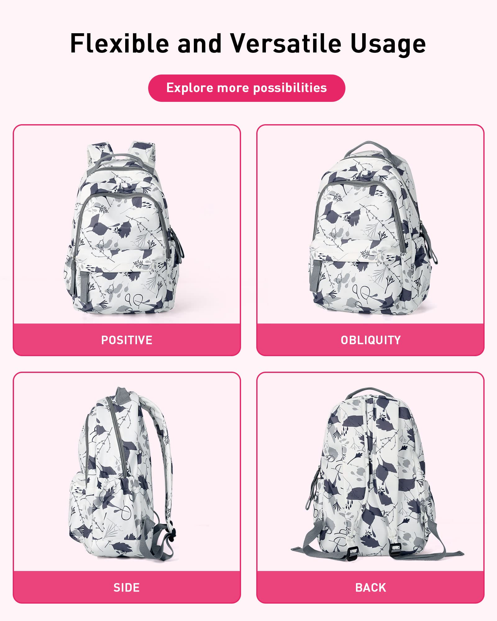 CAMILLEMMA White Backpack for Women Men, Lightweight Casual Travel Daypack,Classic Basic Backpack
