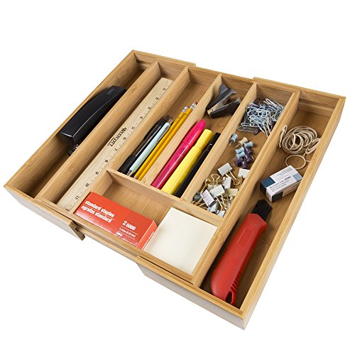 Lavish Home Bamboo Expandable Utensil Drawer Organizer – Flatware, Utensil, Cutlery Kitchen Divider (Also for Desk and Office)