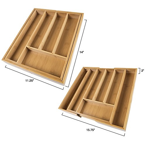 Lavish Home Bamboo Expandable Utensil Drawer Organizer – Flatware, Utensil, Cutlery Kitchen Divider (Also for Desk and Office)
