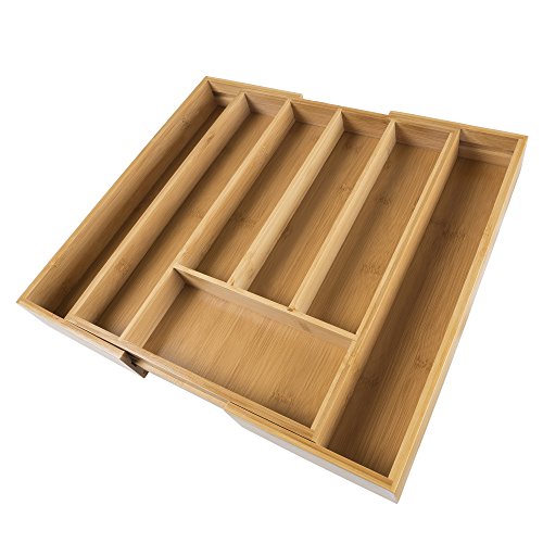 Lavish Home Bamboo Expandable Utensil Drawer Organizer – Flatware, Utensil, Cutlery Kitchen Divider (Also for Desk and Office)