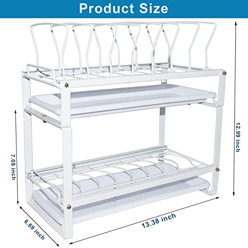 Oroonoko Dish Drying Rack Set with Movable Drainboard,Updated 2 Tier Drawer Metal Dish Drainers for Kitchen Counter at Home,RV,Restaurant Decor