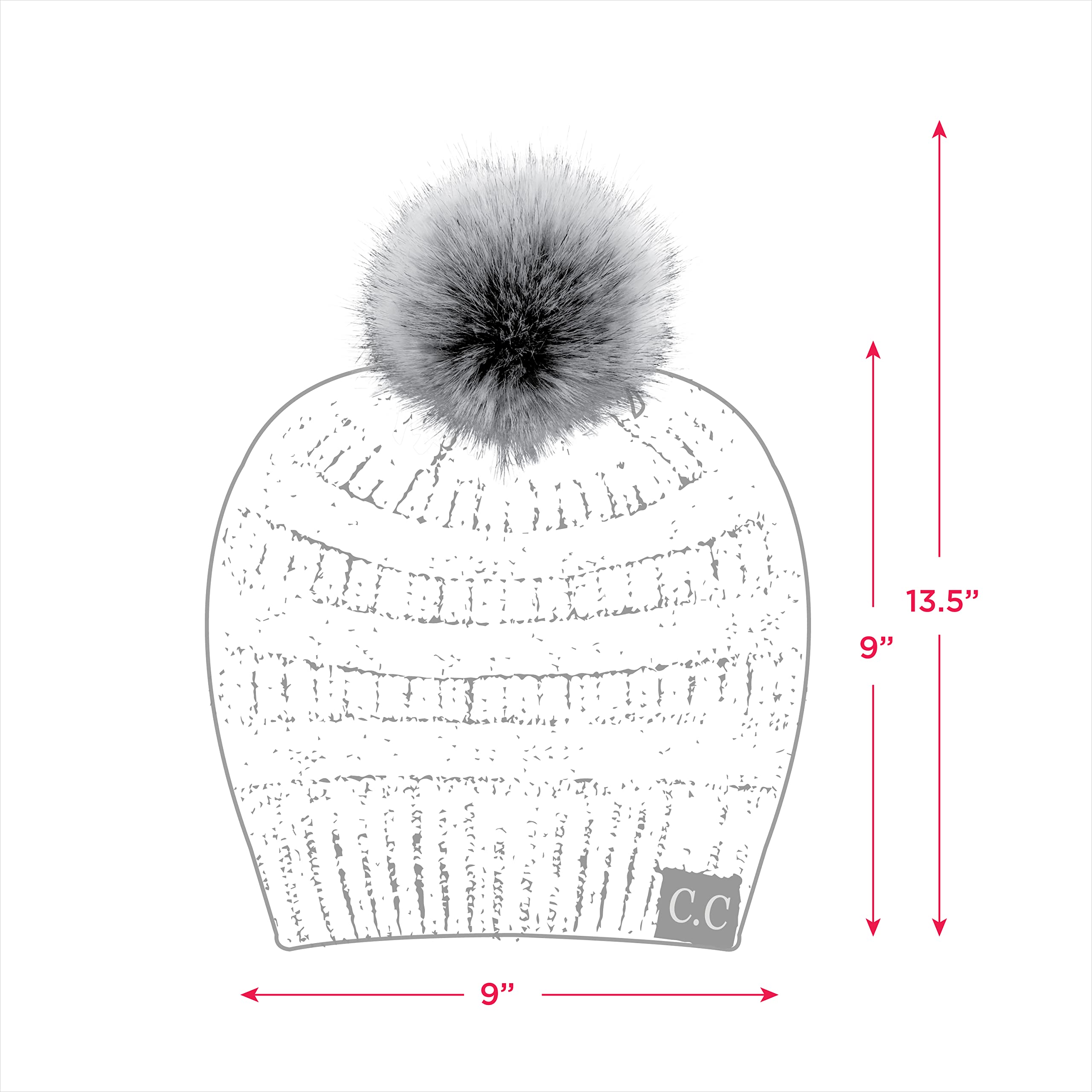 C.C Hatsandscarf Women's Snuggly Soft Yarn Beanie with Soft Faux Color Fur (HAT-7002) Black