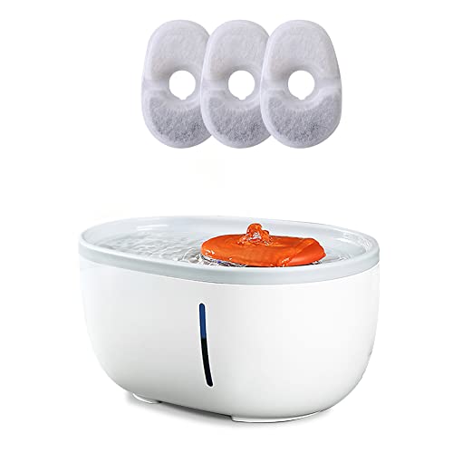 Cat Water Fountain, 67oz/2L Pet Fountain Cat Water Dispenser with Super Sound-Off Smart Pump and LED Indicator,Cat and Dog Fountain with 3 Replacement Filters,for Cats and Small Dogs