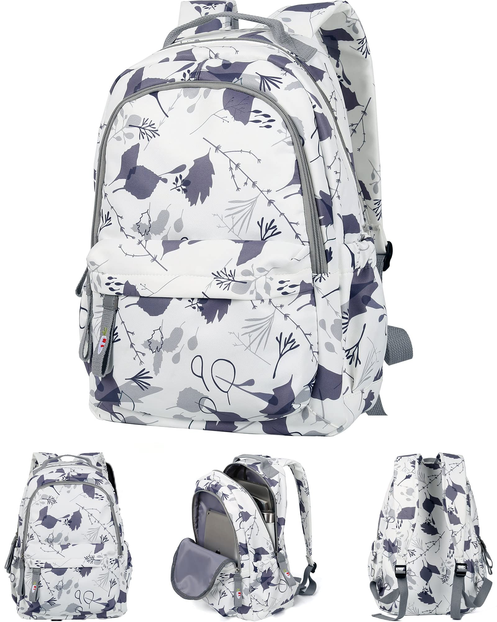 CAMILLEMMA White Backpack for Women Men, Lightweight Casual Travel Daypack,Classic Basic Backpack