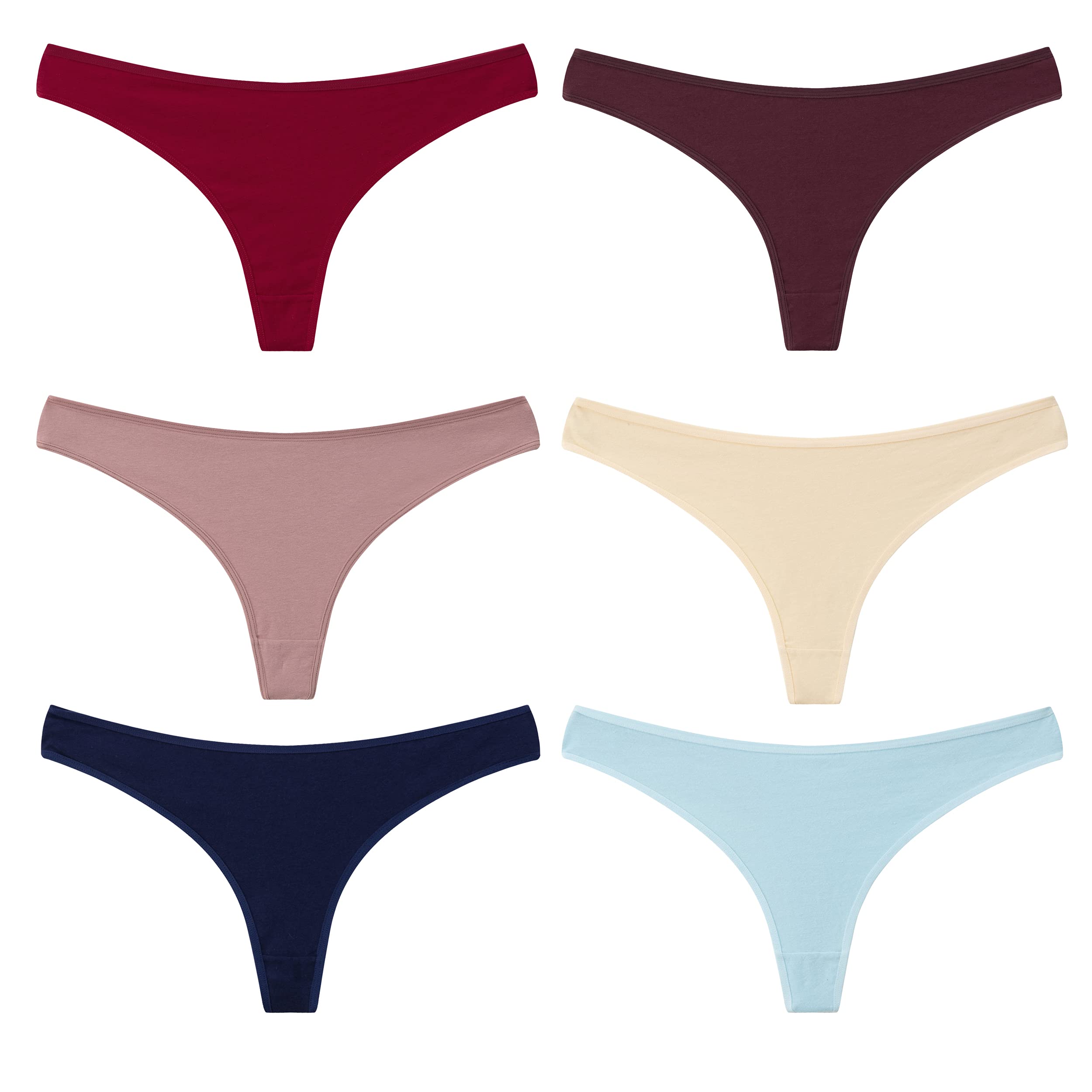 6 Pack Women's Thongs Cotton Breathable Panties Underwear Vintage Large