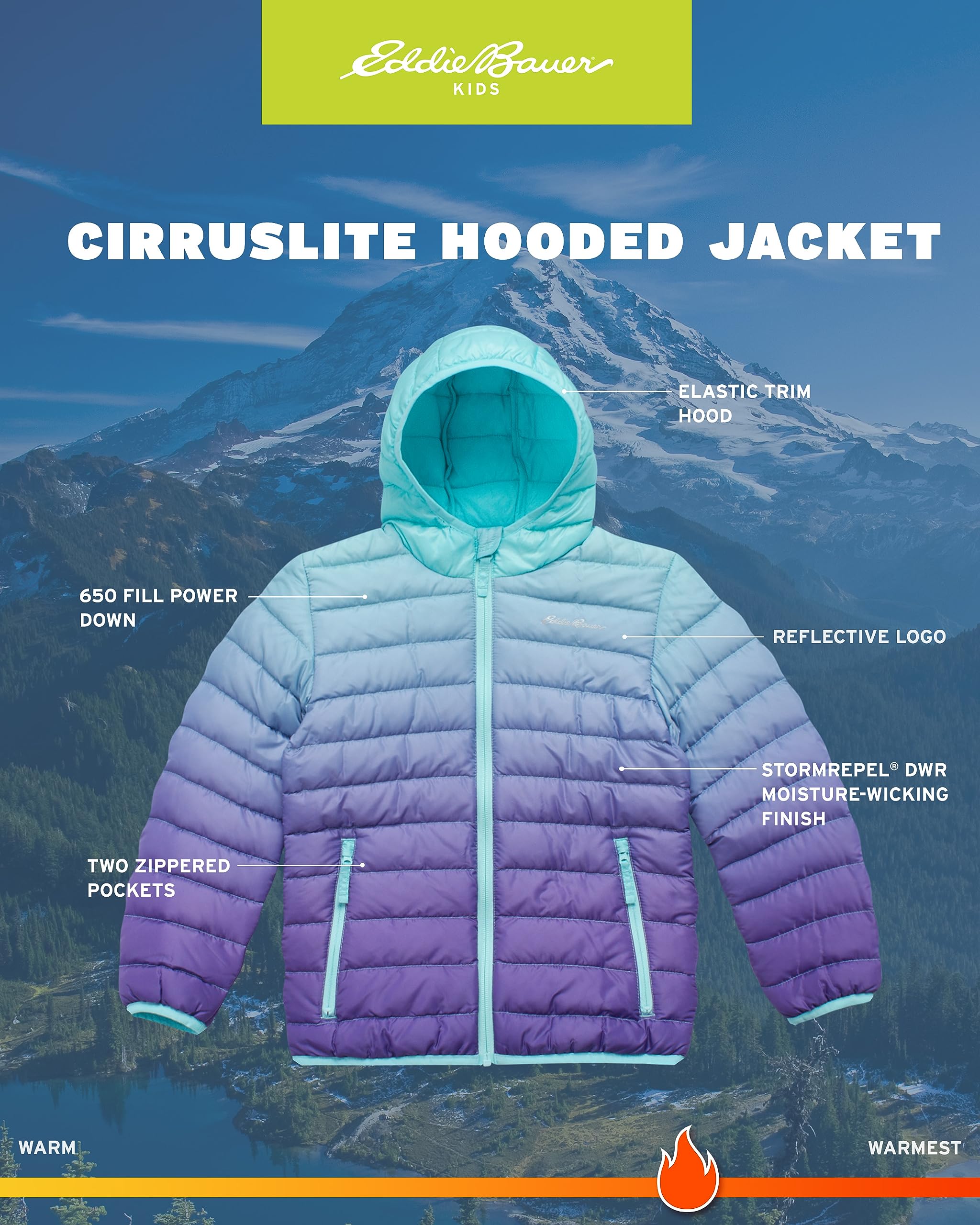 Eddie Bauer Girls' Jacket - CirrusLite Weather Resistant Down Coat for Girls - Insulated Quilted Bubble Puffer (3-20), Size 14-16, Purple