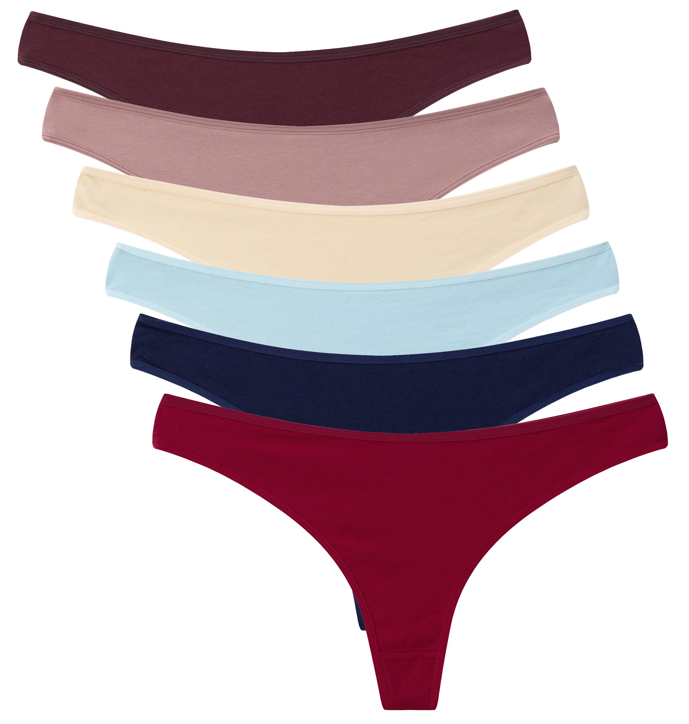6 Pack Women's Thongs Cotton Breathable Panties Underwear Vintage Large