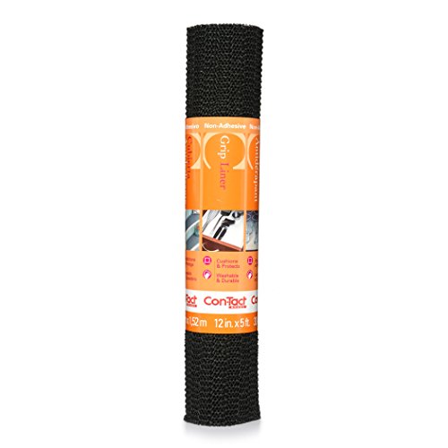 Con-Tact Brand Non-Adhesive Shelf, Cabinet and Drawer Liner, 12" x 5', Black