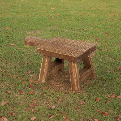 RUSTIX Mini Wooden Stool w/Handle - Rustic Decorative Square Mini Pedestal - Ideal Accent Stool for Small Decor, Plants and Trinkets - 9.4 L x 4.8 H x 4.5 W