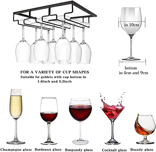 Metal Wine Glass Rack, Wine Glass Rack, Wine Rack Hanger, Wine Glass Rack (Color : Black)
