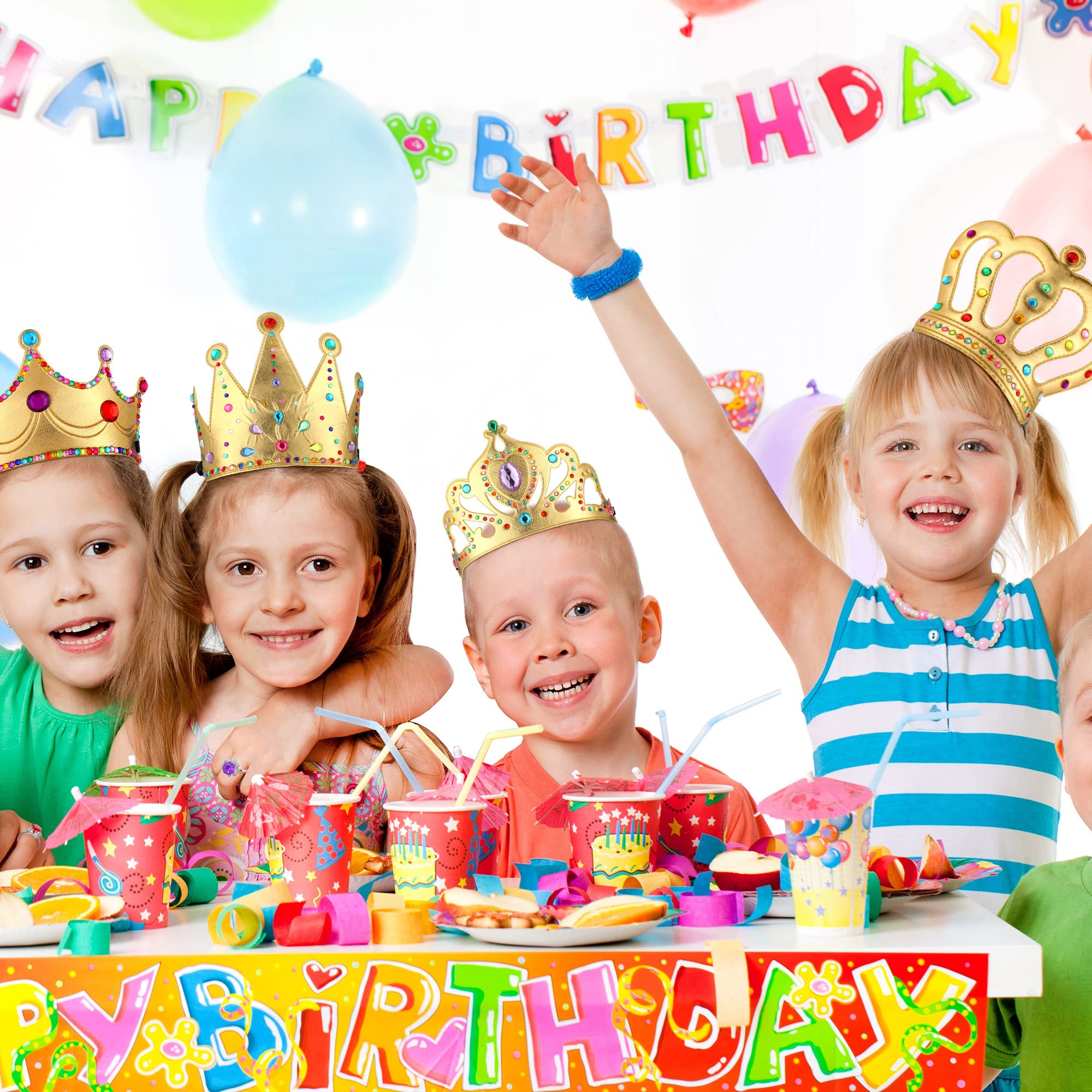 12 Pieces Foam Princess Tiaras Crown 928 Pieces Gem Stickers 12 Gem Rings Craft Making Kits Birthday Party Favors