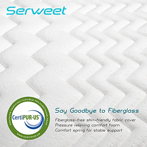 Serweet 12 Inch Bamboo Charcoal Memory Foam Hybrid Full Mattress - 7-Zone Pocket Innersprings for Motion Isolation -Heavier Coils for Durable Support -Medium Firm -Made in Century-Old Factory