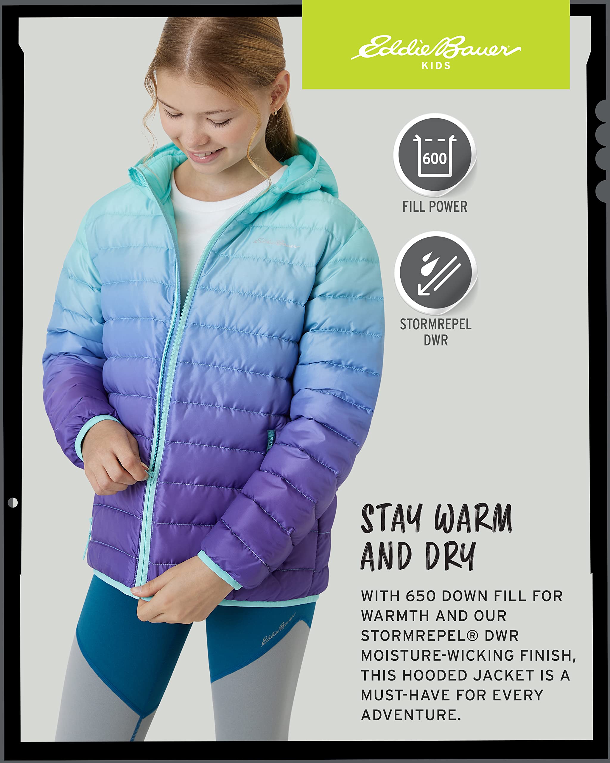 Eddie Bauer Girls' Jacket - CirrusLite Weather Resistant Down Coat for Girls - Insulated Quilted Bubble Puffer (3-20), Size 14-16, Purple