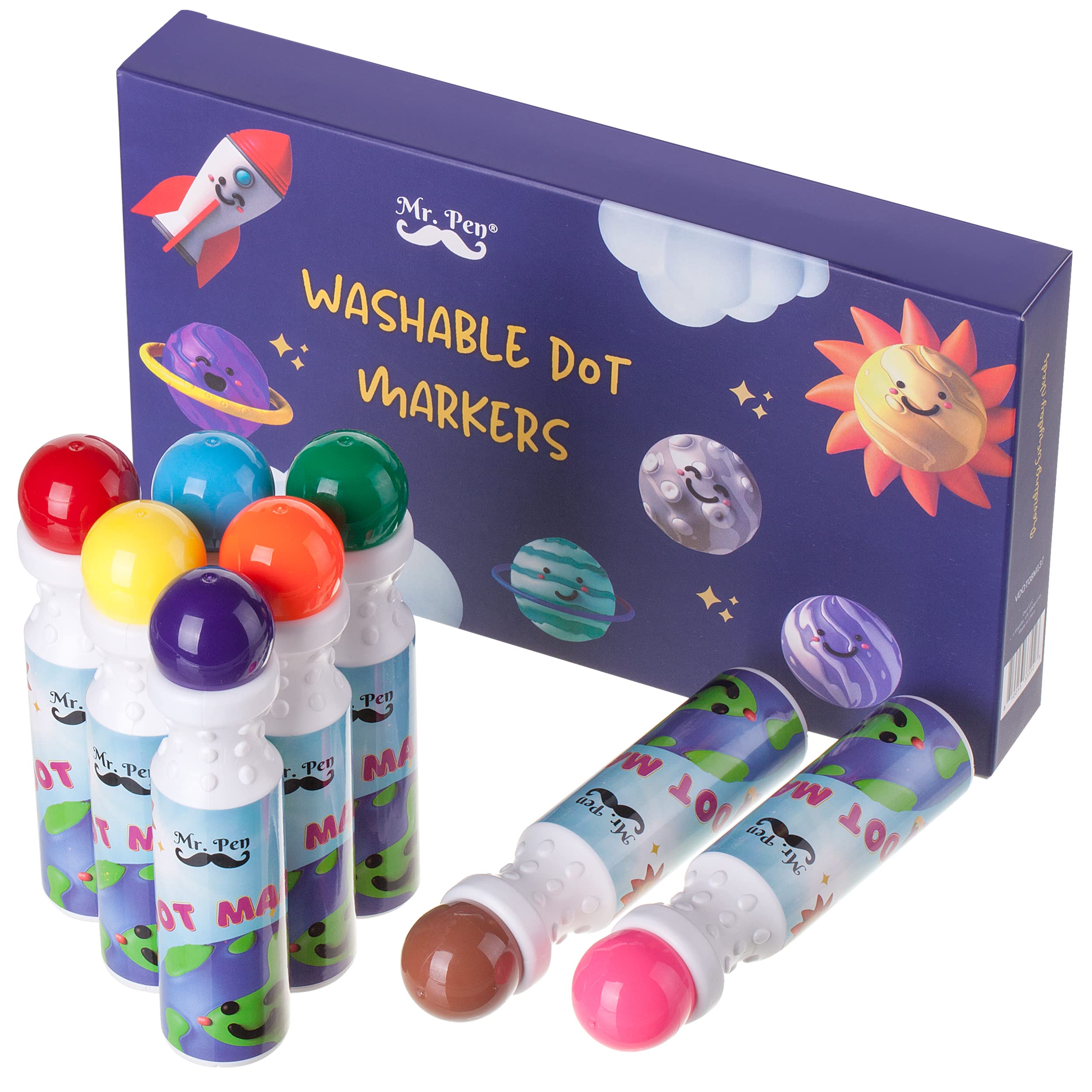 Mr. Pen- Washable Dot Markers, 8 Colors, Dot Markers for Toddlers and Kids, Paint Dotters for Kids, Dabbers for kids, Bingo Markers, Bingo Daubers, Non Toxic Paint Daubers, Bingo Dotters