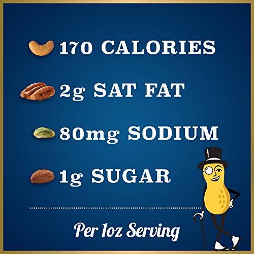 PLANTERS Deluxe Mixed Nuts with Hazelnuts, 15.25 oz. Resealable Canister - Cashews, Almonds, Hazelnuts, Pistachios & Pecans Roasted in Peanut Oil with Sea Salt - Kosher Savory Snack