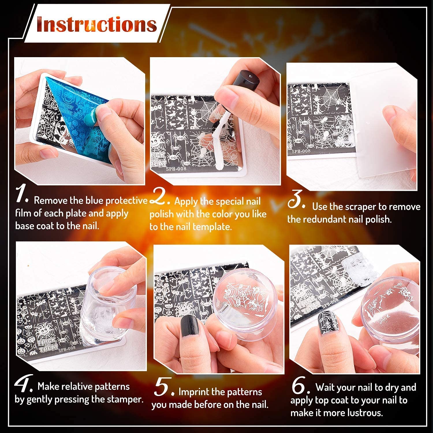 Whaline 6Pcs Snowflake Nail Art Plates Circular Rectangular Winter Stamping Plates Christmas Stamp Templates Stamping Kit for DIY Print Manicure Salon Design Xmas Gift