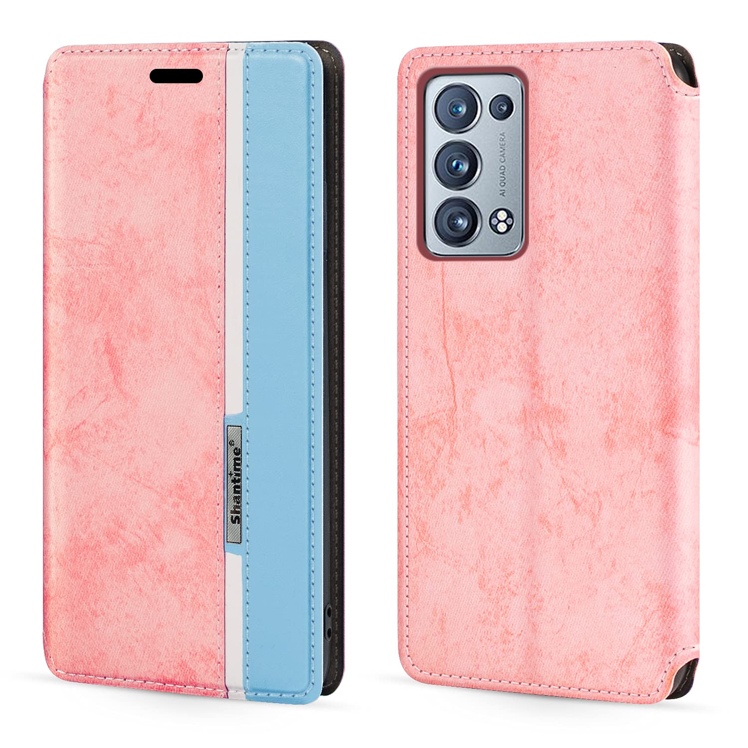 Shantime for Oppo Reno 6 Pro+ 5G Case, Fashion Multicolor Magnetic Closure Leather Flip Case Cover with Card Holder for Oppo Reno 6 Pro Plus 5G (6.55”)