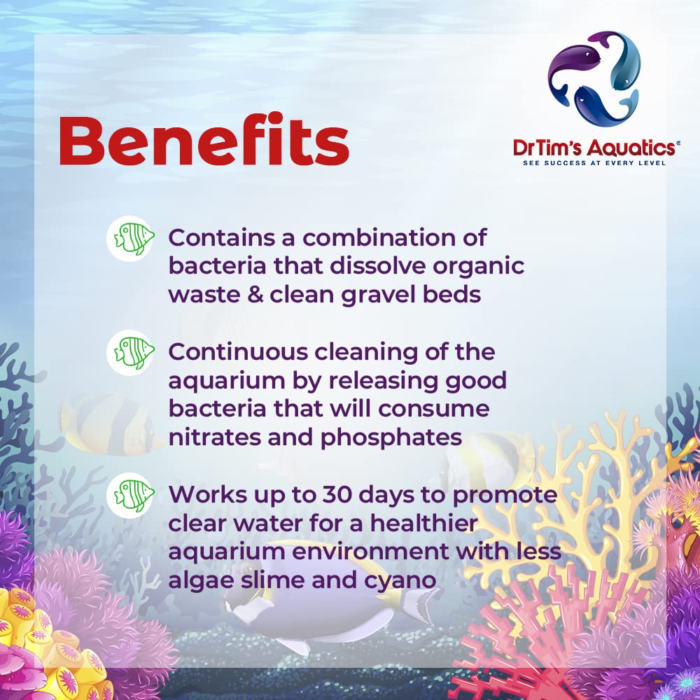 DrTim's Aquatics Reef Safe Waste-Away Time Release Gel β Natural Fish Tank & Aquarium Leave-in Waste Management Solution for Dissolving Cleaning Organic Sludge - 2 Pack Treats 200 gal