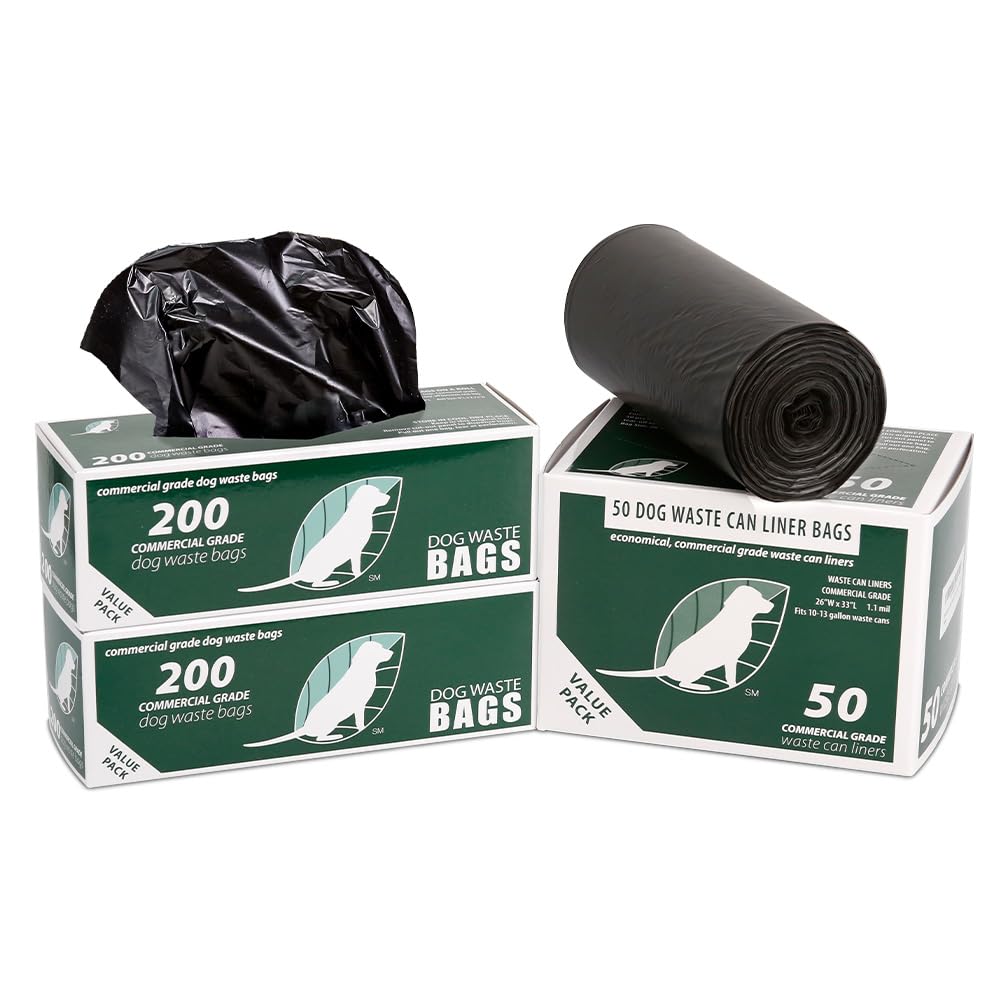 5' Tall Rust Proof Aluminum Low Profile Dog Waste Station for Roll Bags (most popular bags) with 400 waste bags & 25 can liners (Matte Black)