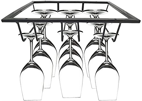 Wine Glass Shelf, Upside-down Home Goblet Iron Art Shelf, Wine Glass Hanging Storage Rack (3 Rows,Black)