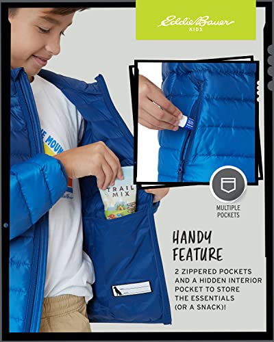 Eddie Bauer Boys' Jacket - CirrusLite Weather Resistant Down Coat for Boys - Insulated Quilted Bubble Puffer (3-20), Size 18-20, Cobalt